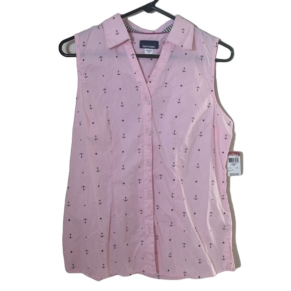 Basic Editions | Tops | Basic Editions Pink Anchor Short Sleeve Tank ...